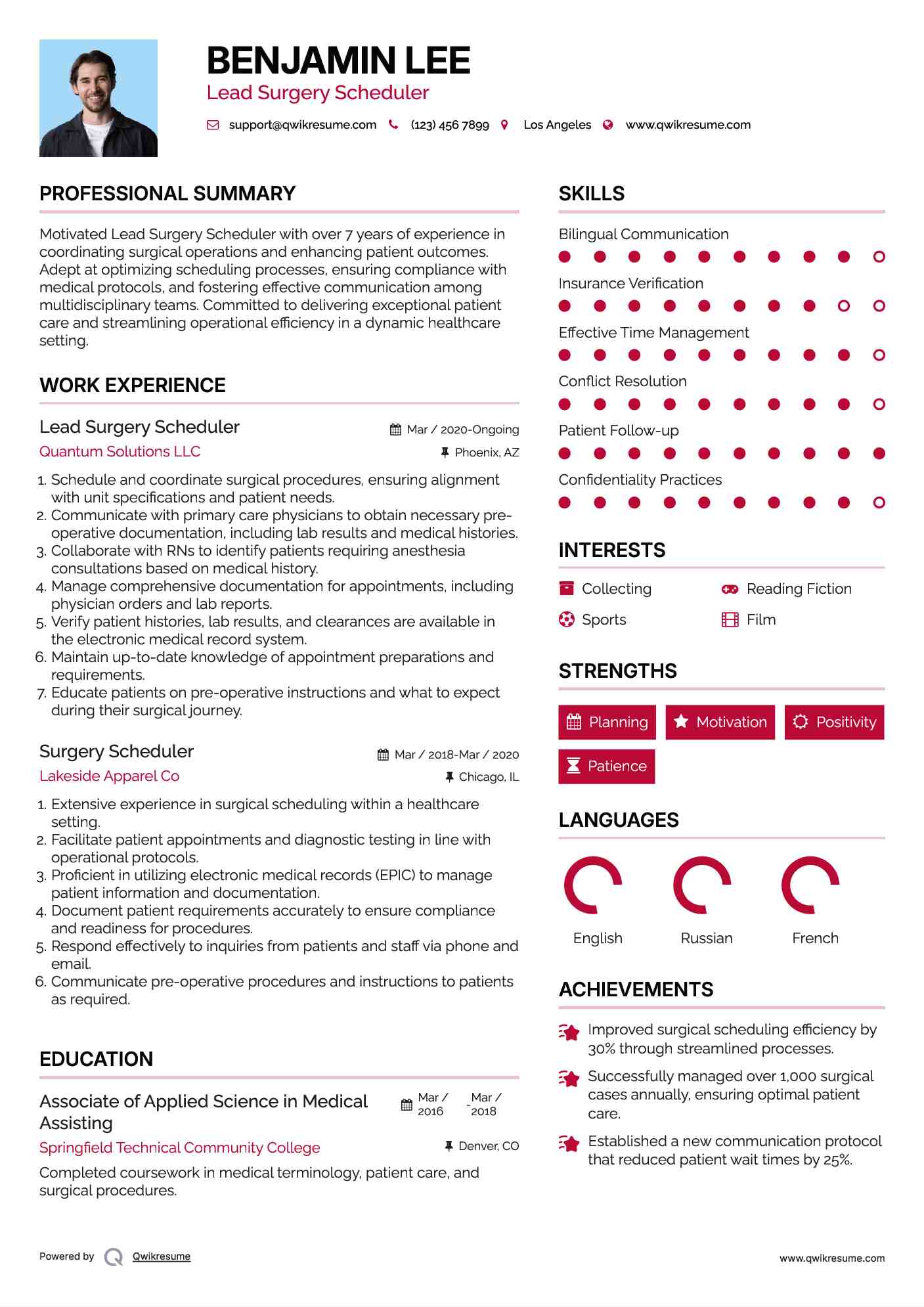 Surgery Scheduler Resume Samples QwikResume Surgery Scheduler Resume Samples QwikResume