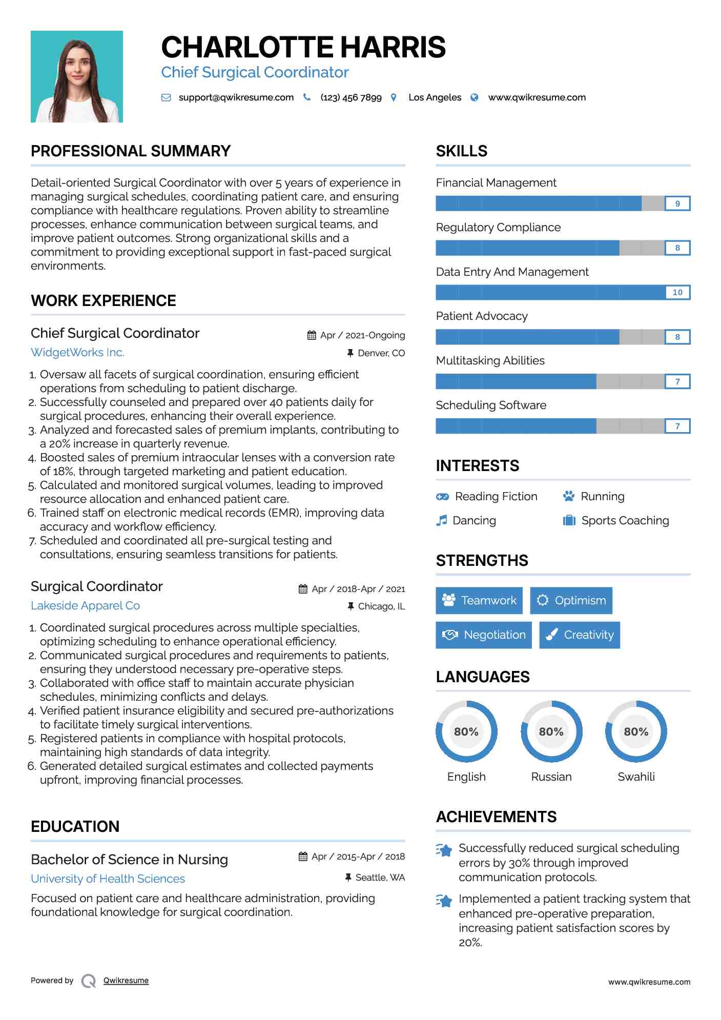 10 Surgical Coordinator Resume Samples And Templates For 2025