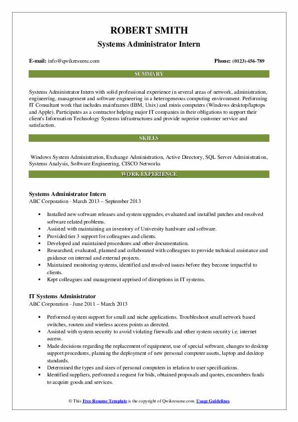 Systems Administrator Resume Samples | QwikResume