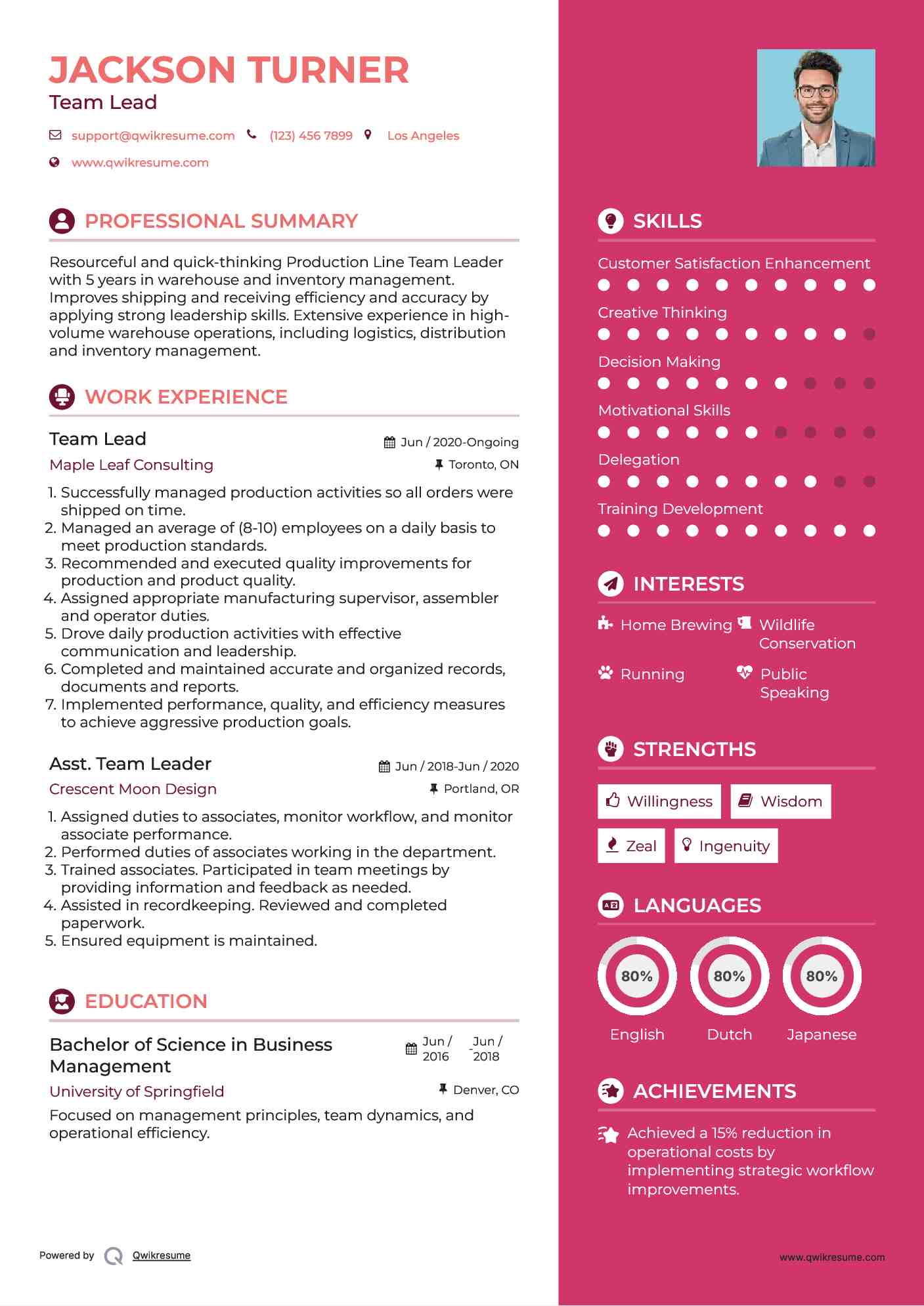 Team Lead Resume Samples QwikResume