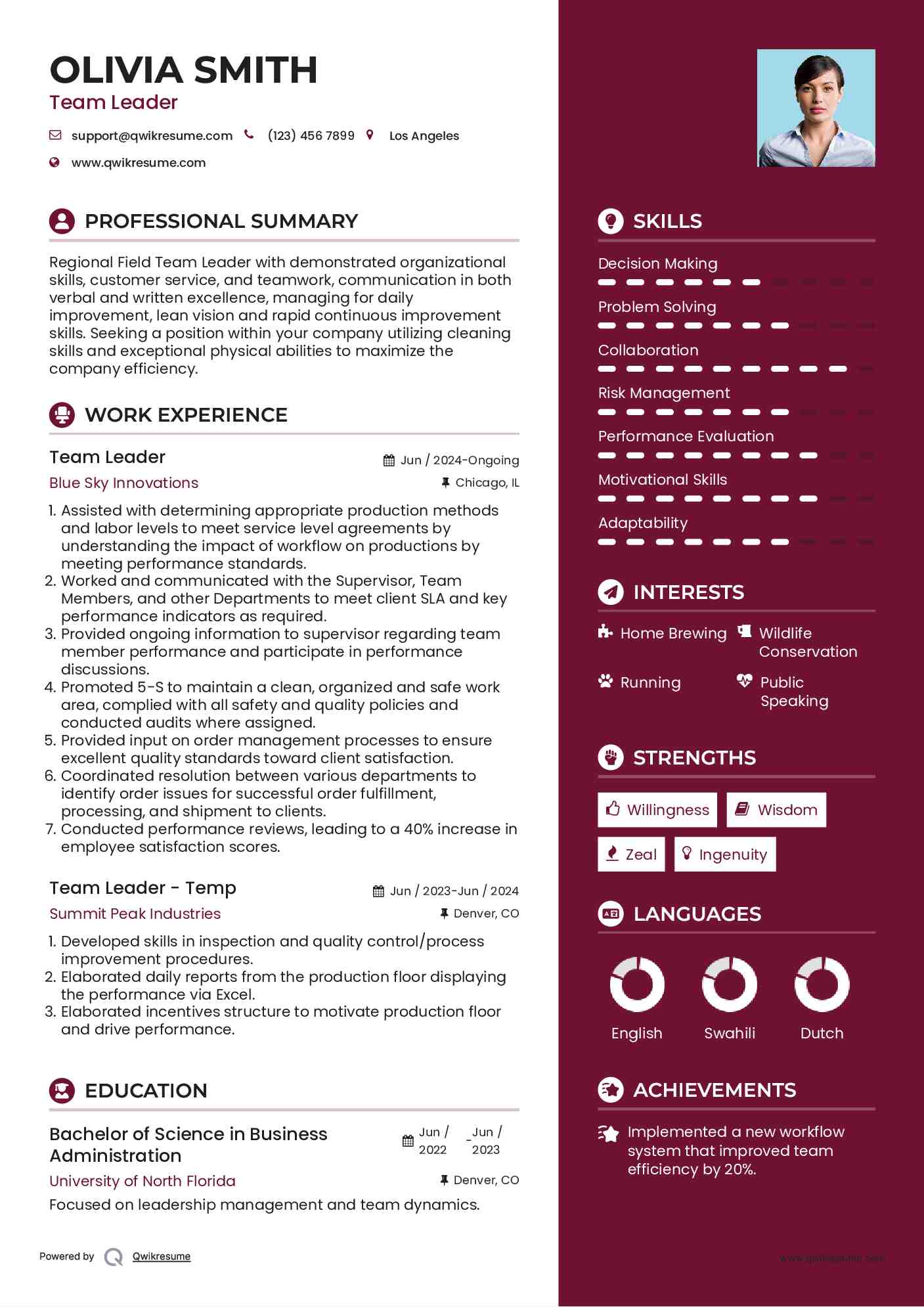 Cv For Team Leader RN Team Leader Resume Samples QwikResume