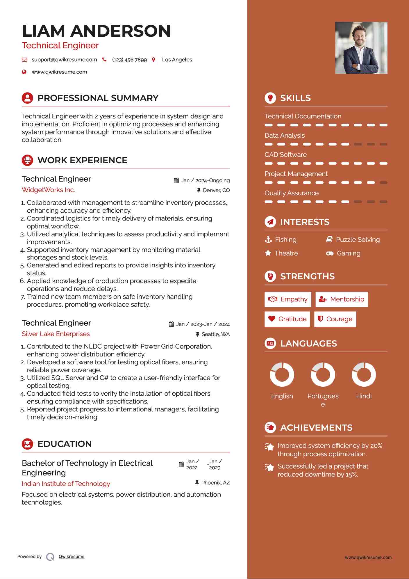 Technical Engineer Resume Samples QwikResume
