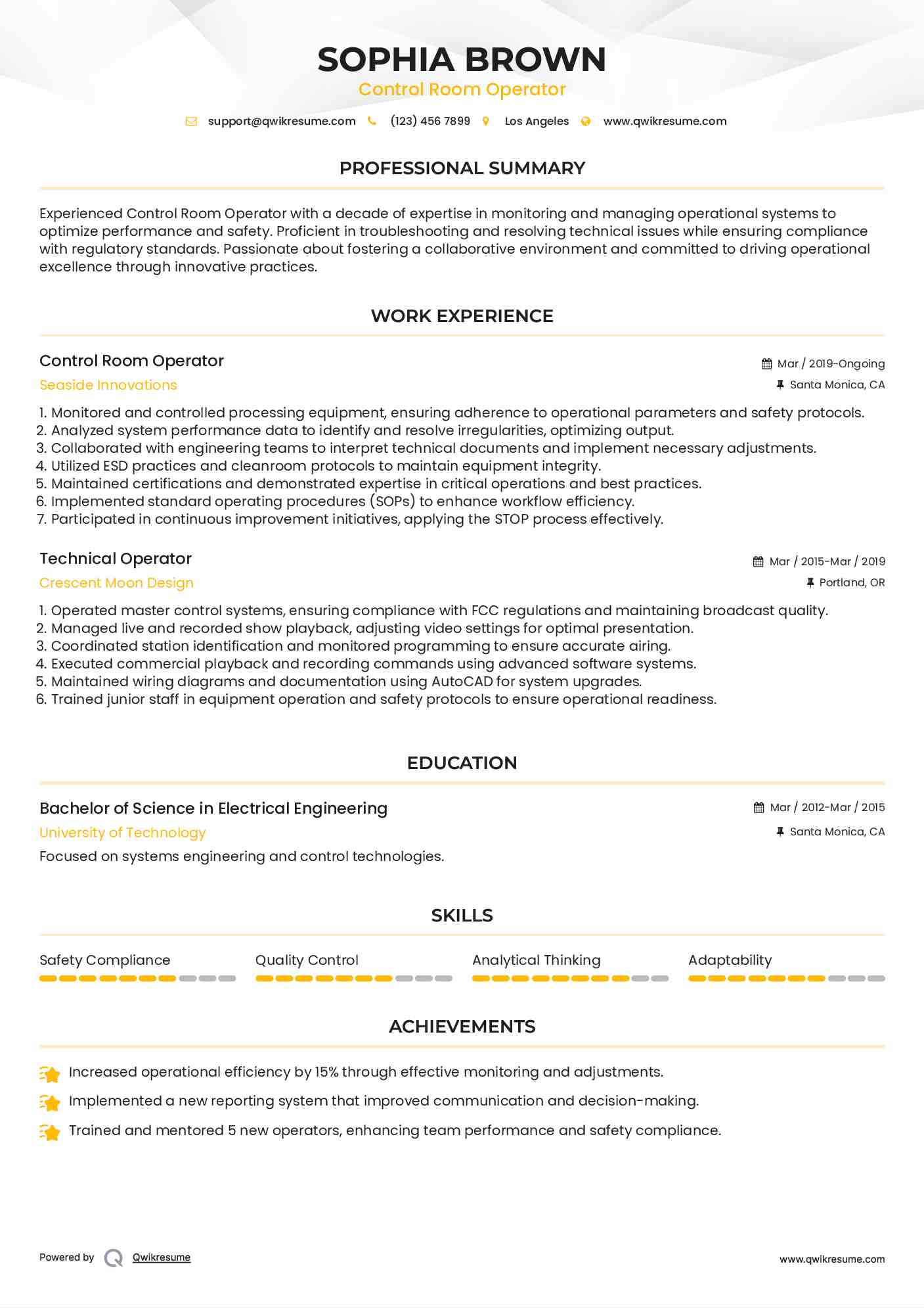 10+ Technical Operator Resume Samples & Templates for 2025