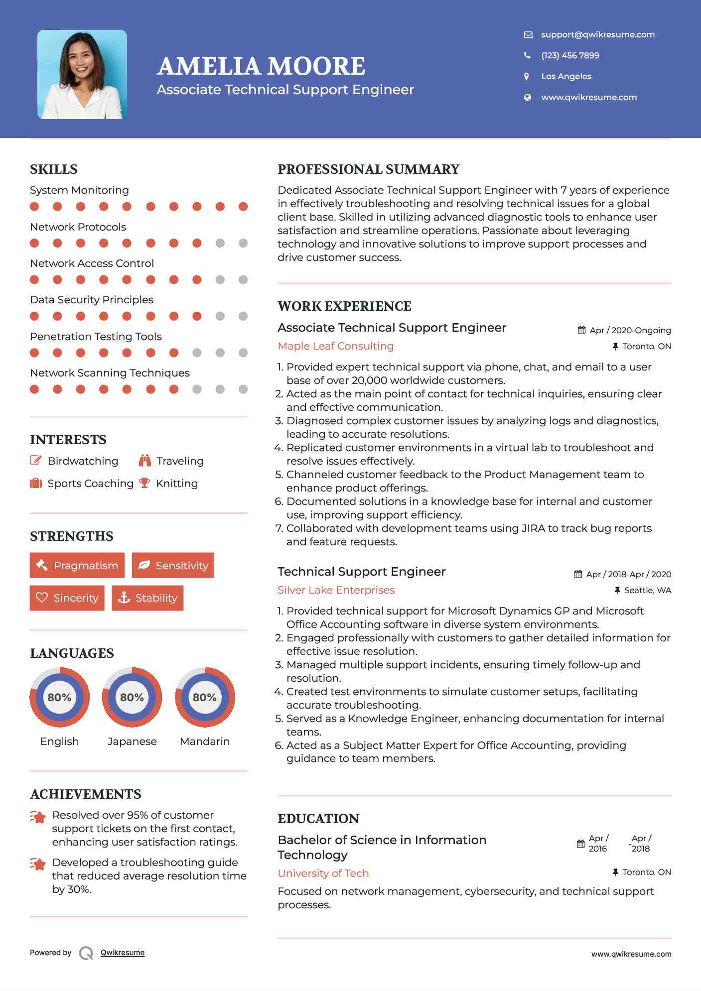 Technical Support Engineer Resume Samples QwikResume