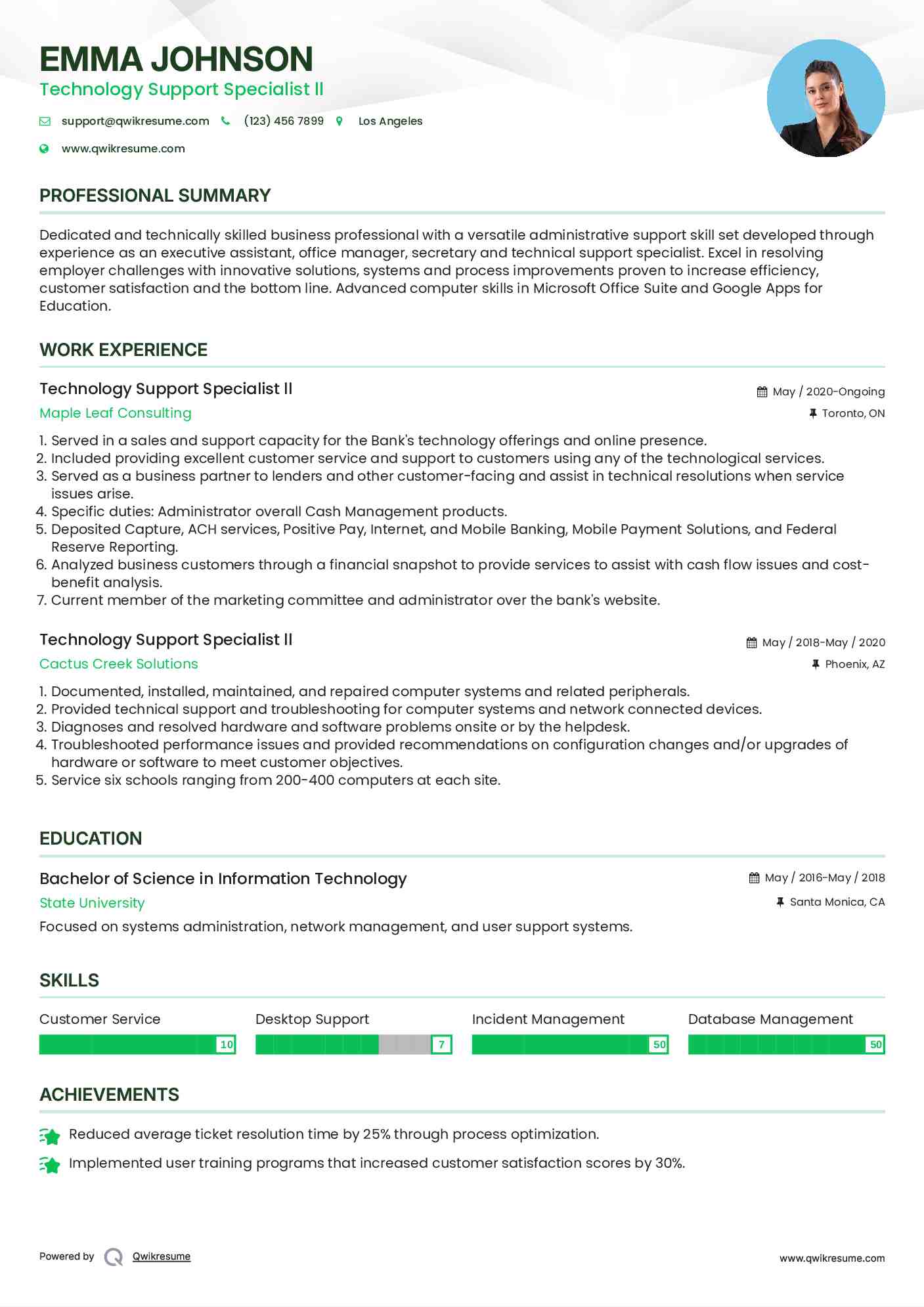 IT Support Specialist Resume Samples | QwikResume