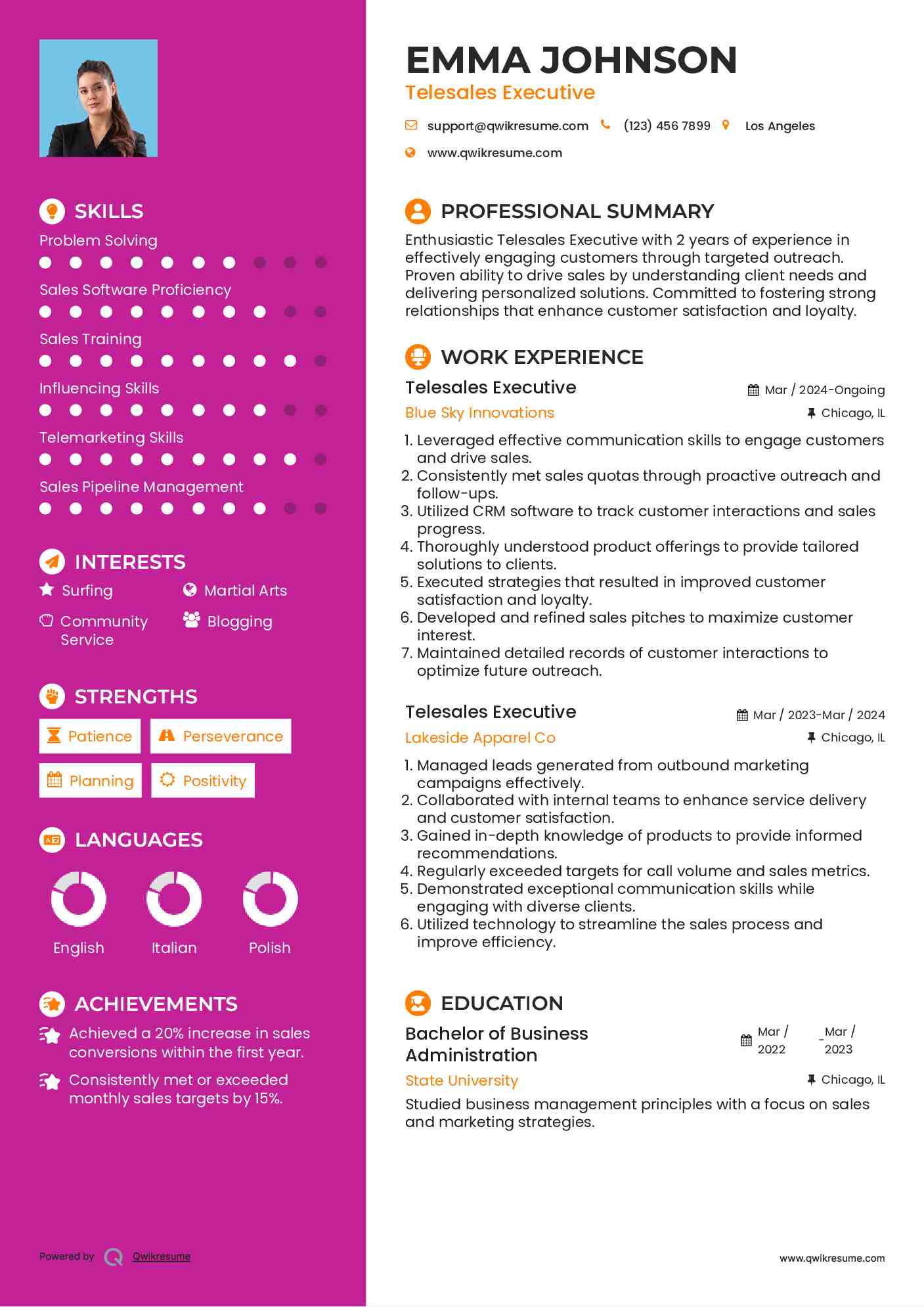 telesales-executive-resume-samples-qwikresume