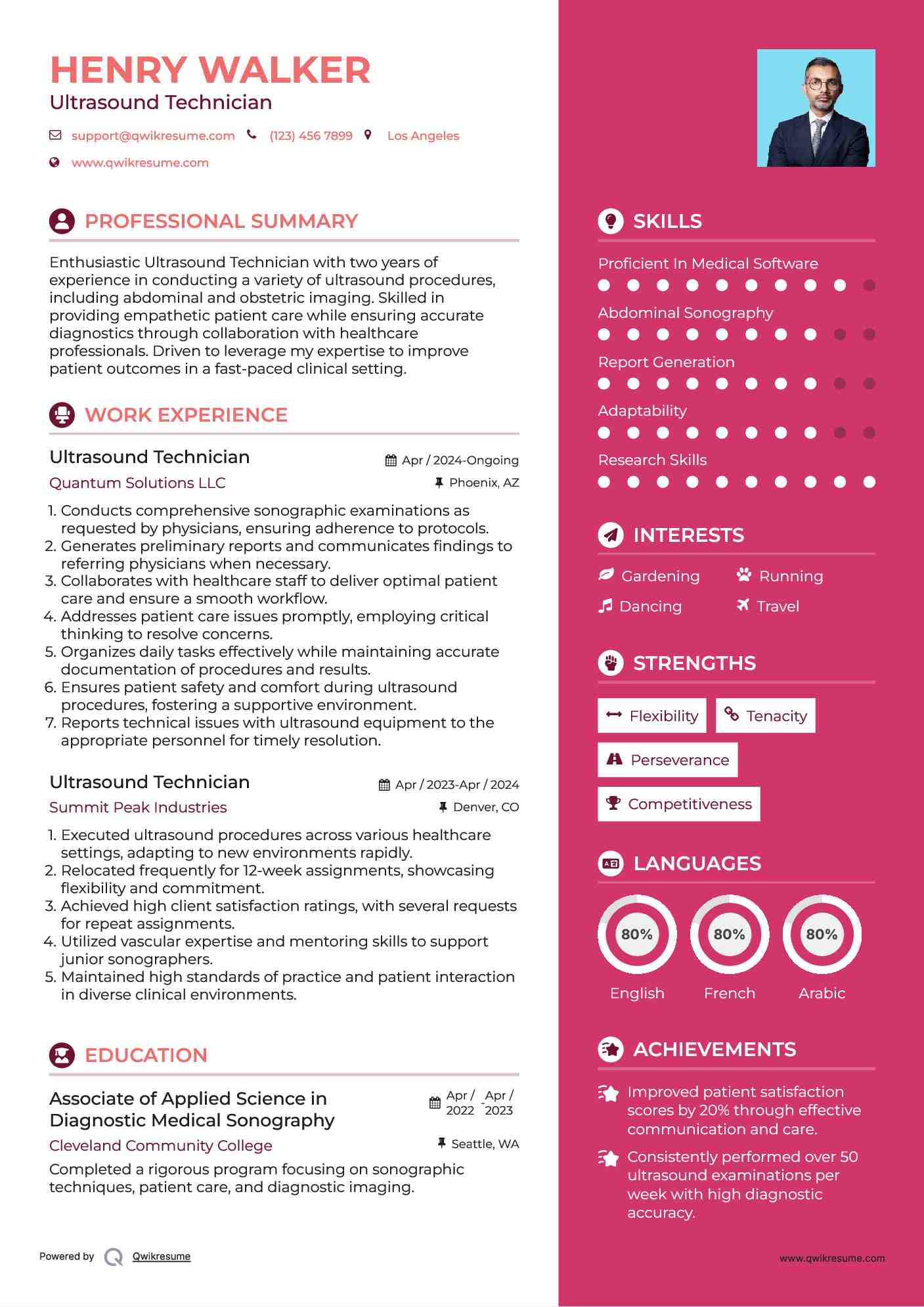 Vascular Ultrasound Tech Resume Nathan