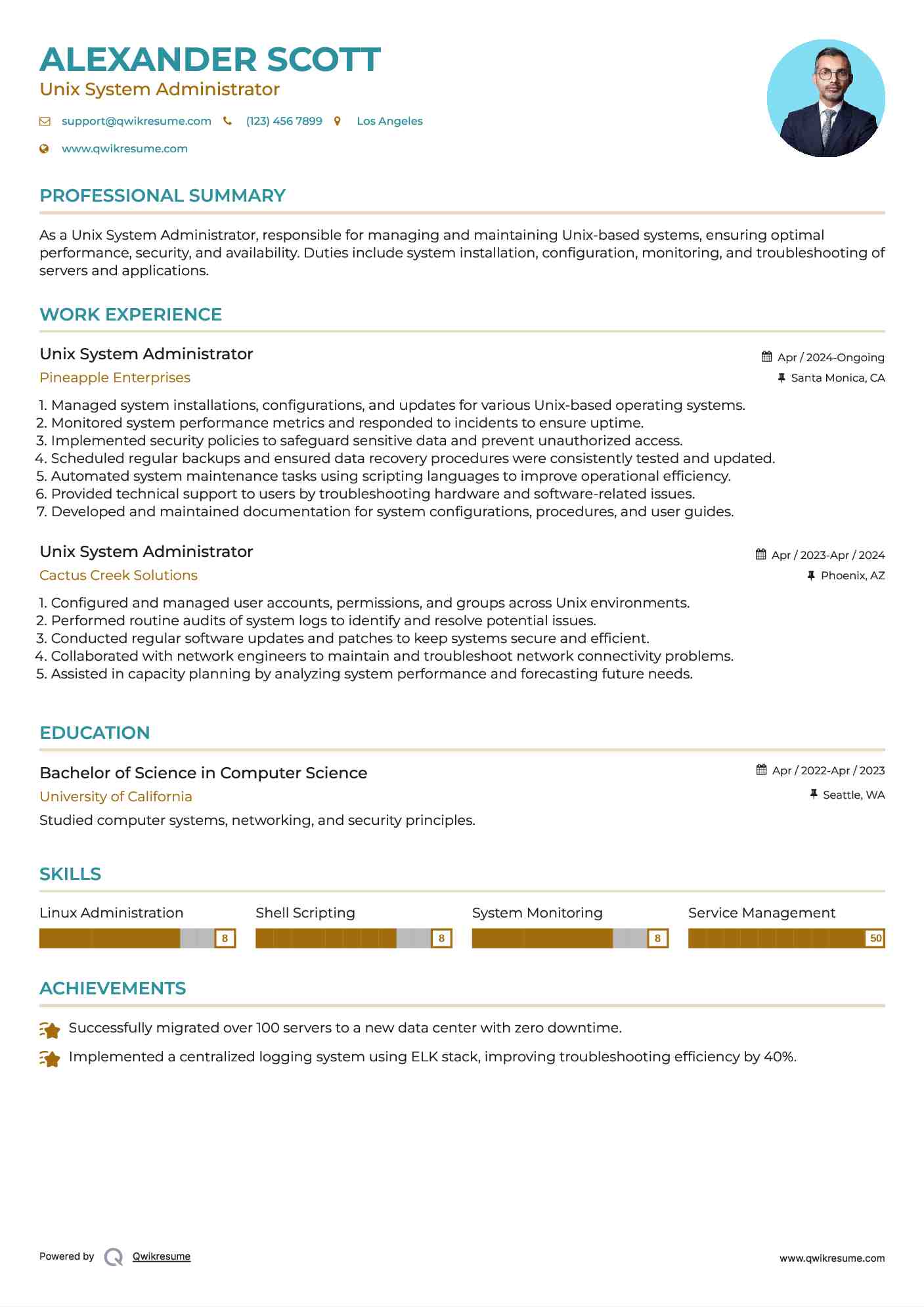 Unix Administrator Resume