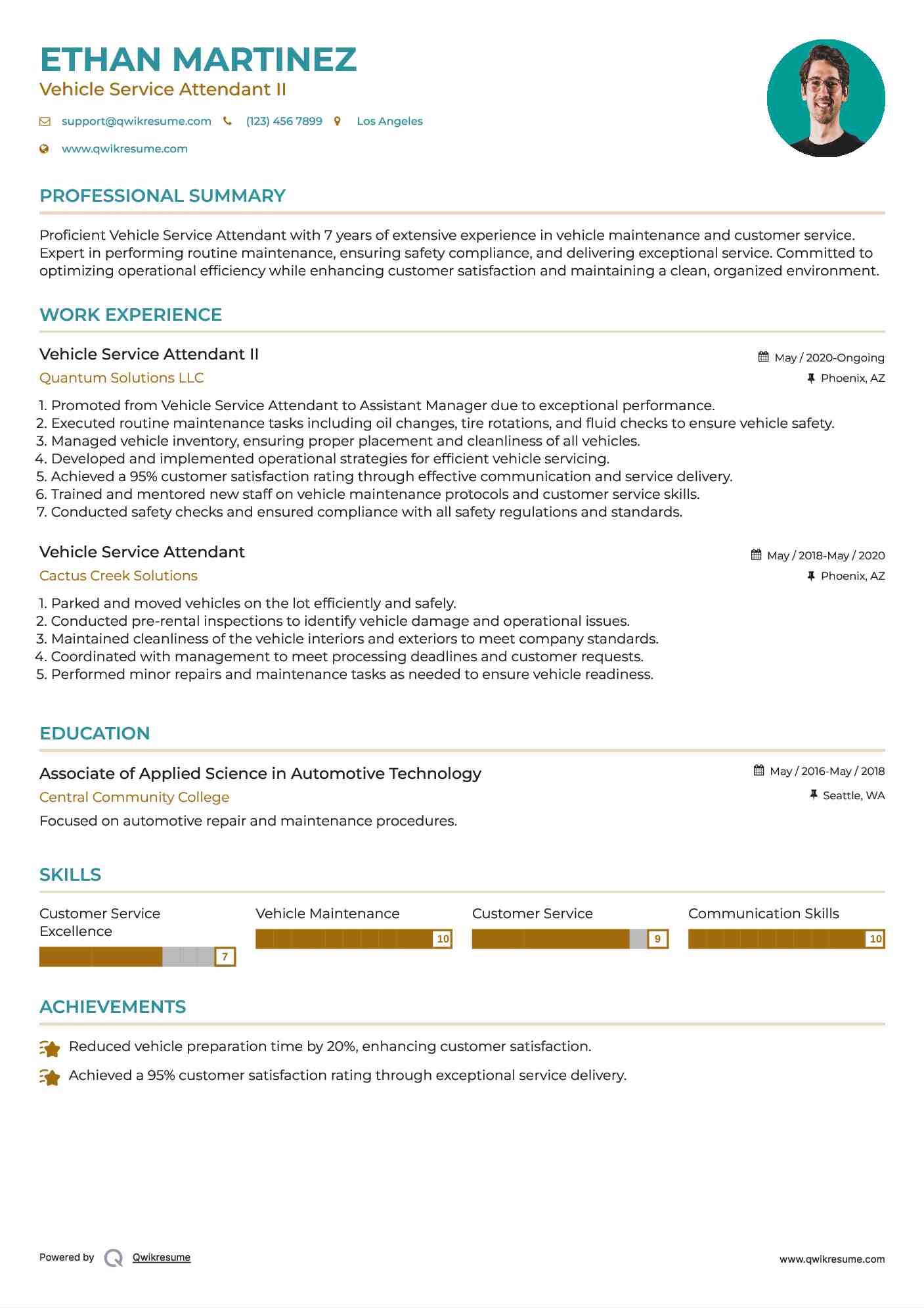 Vehicle Service Attendant Resume Samples QwikResume vehicle-service-attendant-resume-samples-qwikresume