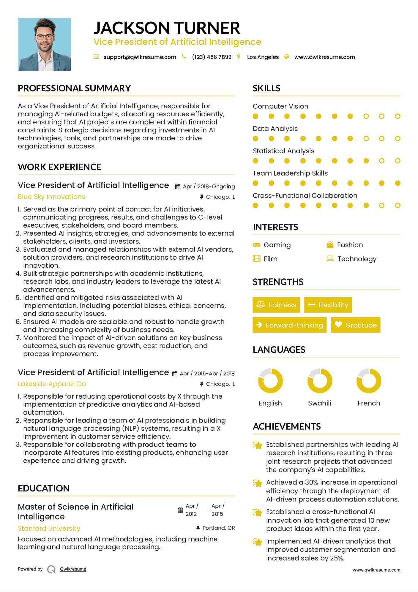 10+ Vice President of Artificial Intelligence Resume Samples ... 10+ Vice President of Artificial Intelligence Resume Samples ...