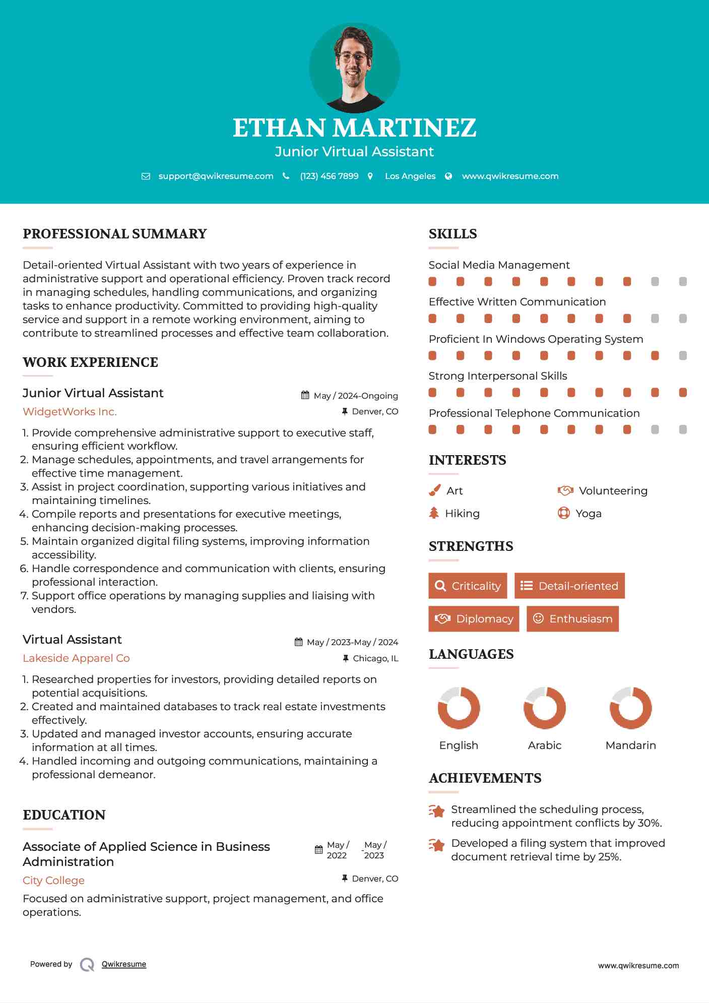 Virtual Assistant Resume Template Free PRINTABLE TEMPLATES