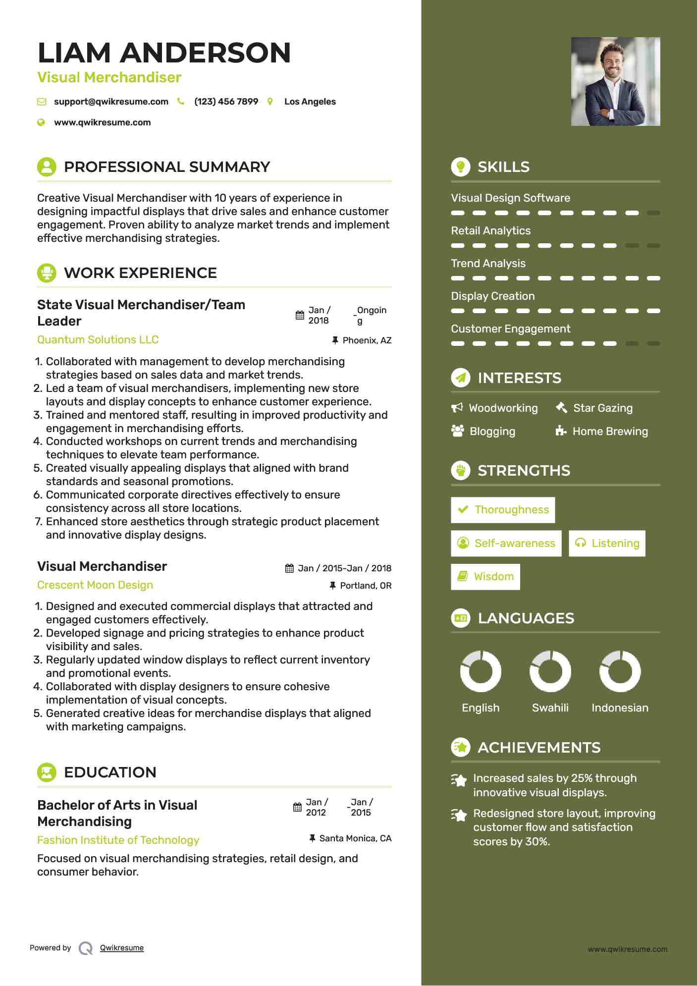 Visual Merchandiser Resume Samples QwikResume
