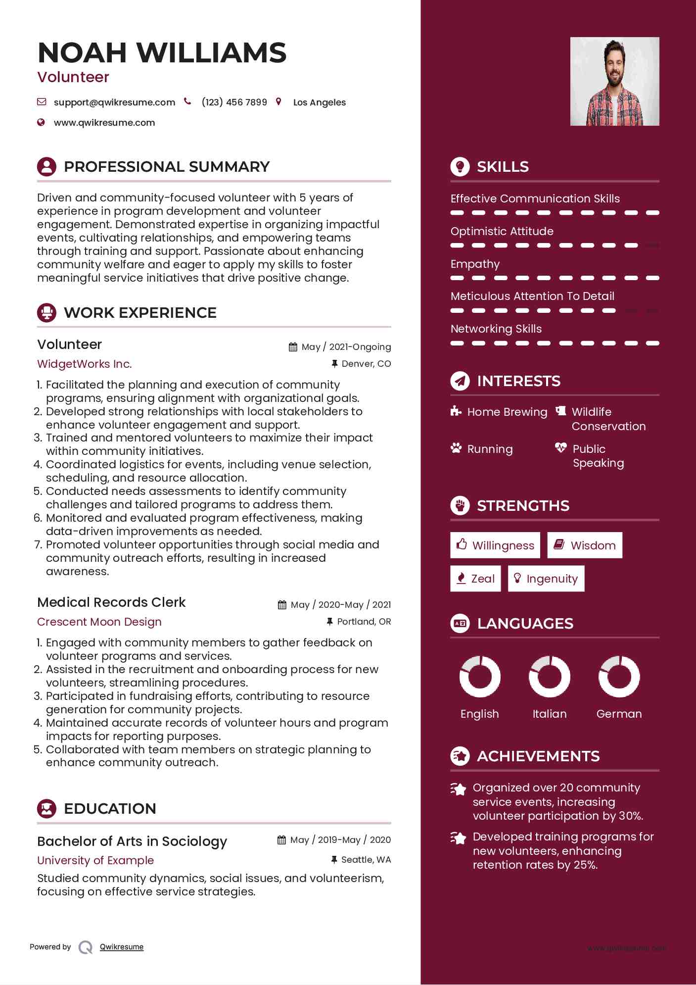 Resume Examples For Students With Volunteer Experience Taliageord