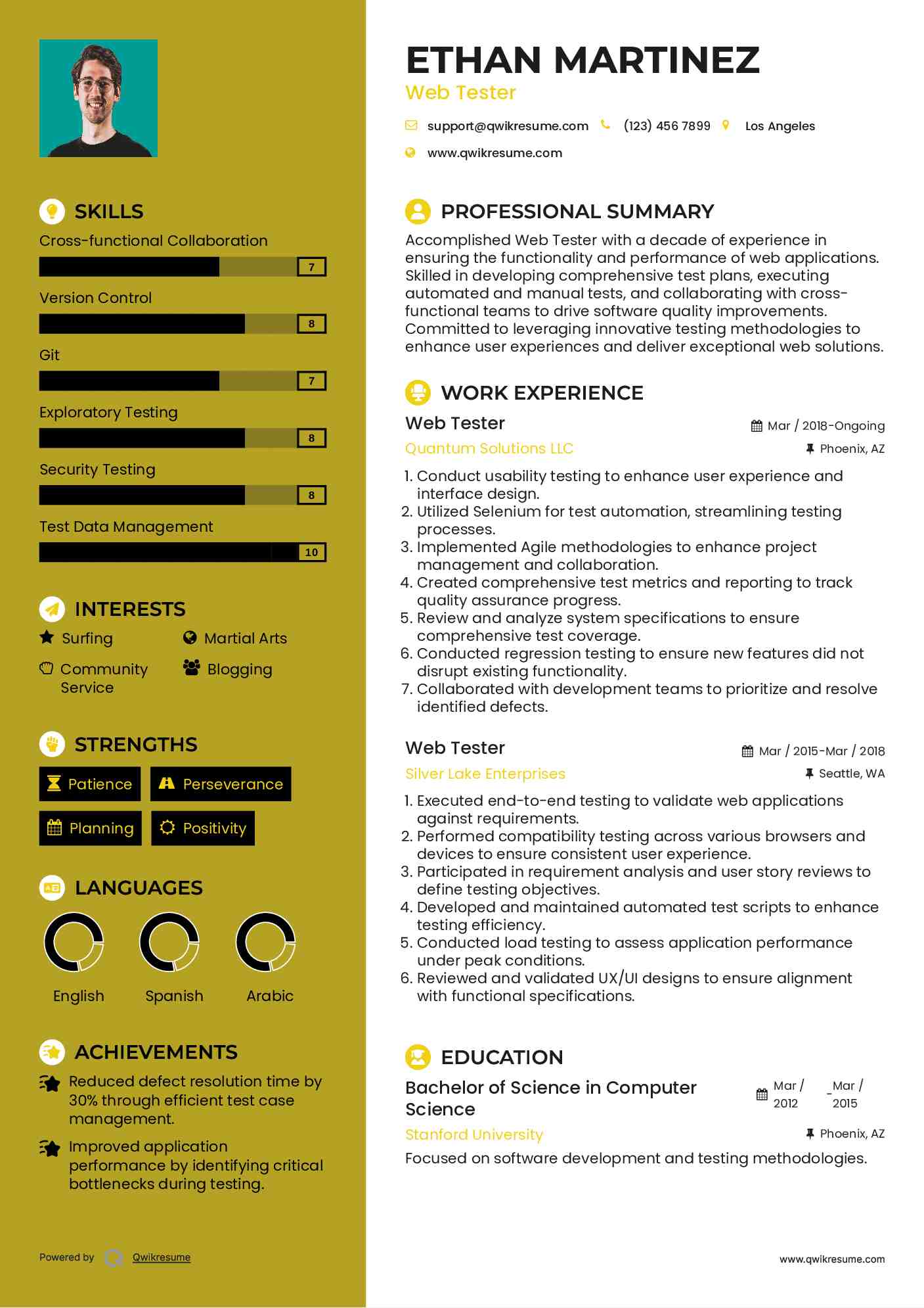 10+ Web Tester Resume Samples & Templates for 2025
