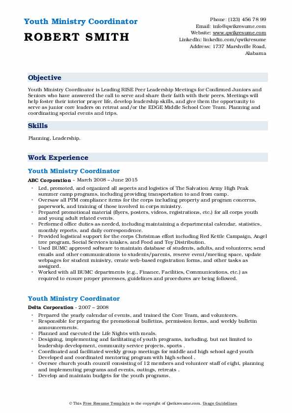 Youth Ministry Coordinator Resume Samples QwikResume youth-ministry-coordinator-resume-samples-qwikresume