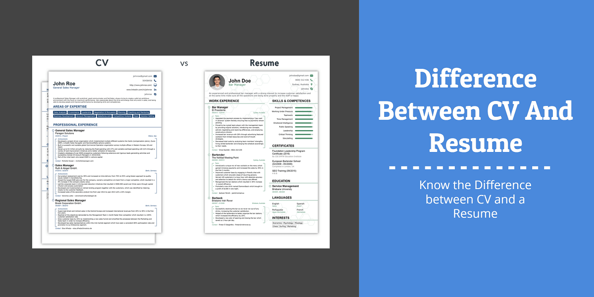 Differences Between CV And A Resume Which To Use 