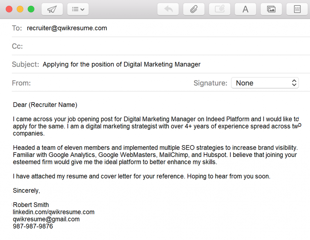 How To Email A Resume To Recruiter Sample Writing Tips