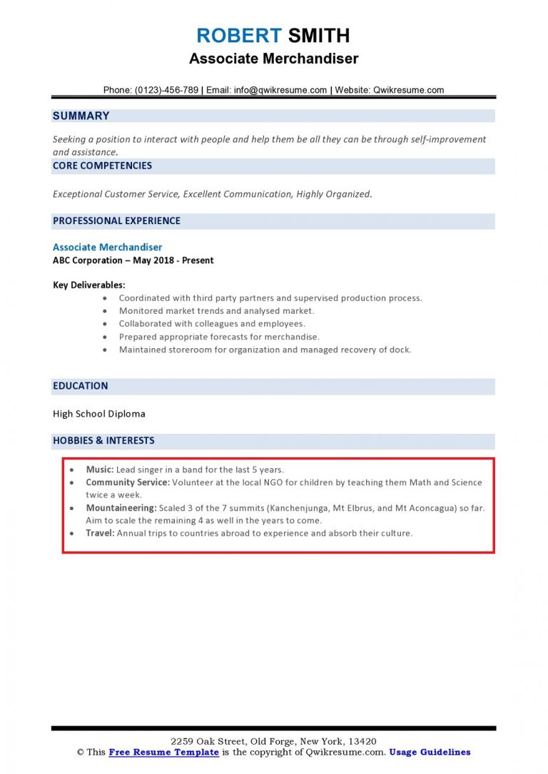 Hobbies And Interests On Resume How To List Examples