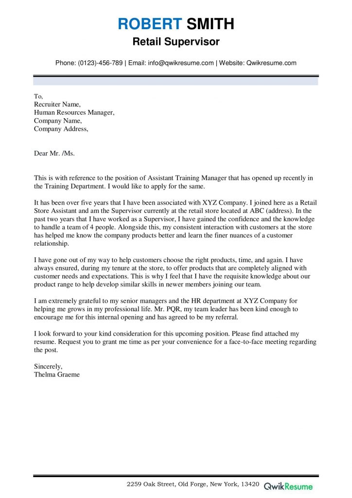 Cover Letter Within Same Department